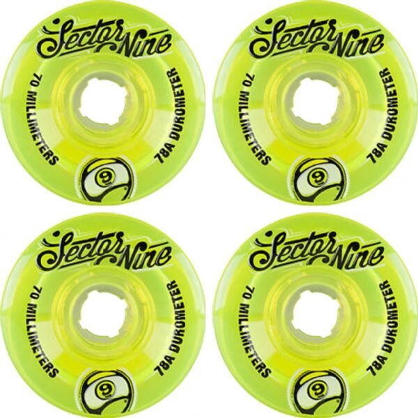 Sector 9 9-Ball Wheels 70mm 78a Lime - Brands Cycle and Fitness