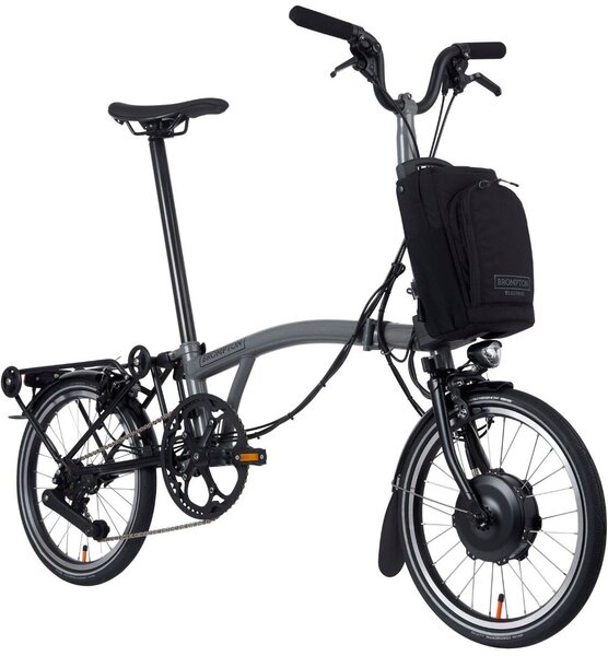 Brompton Electric P Line Urban with Roller Rack - Mid Handlebar - Storm ...