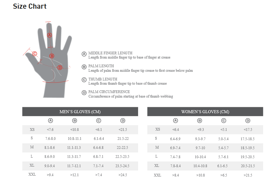 Specialized Apparel & Glove Sizing Charts - Bobcat Bicycles | Salinas, CA